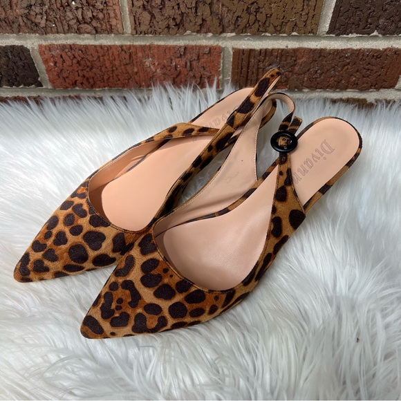 Shoes | Divann Tan And Brown Cheetah Speckled Pointed Toe Sling Back ...